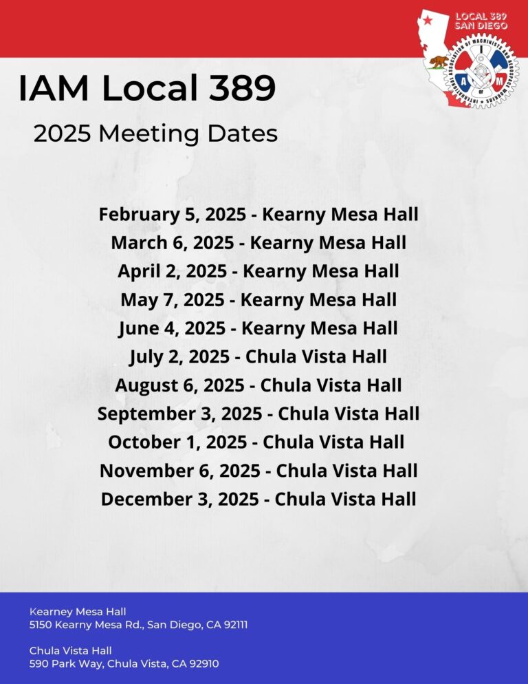 Meeting Dates 2025 – IAM Local 389